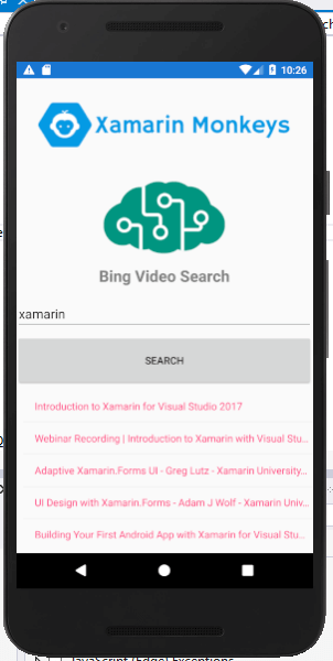 Xamarin.Forms - Bing Video Search Using Cognitive Service
